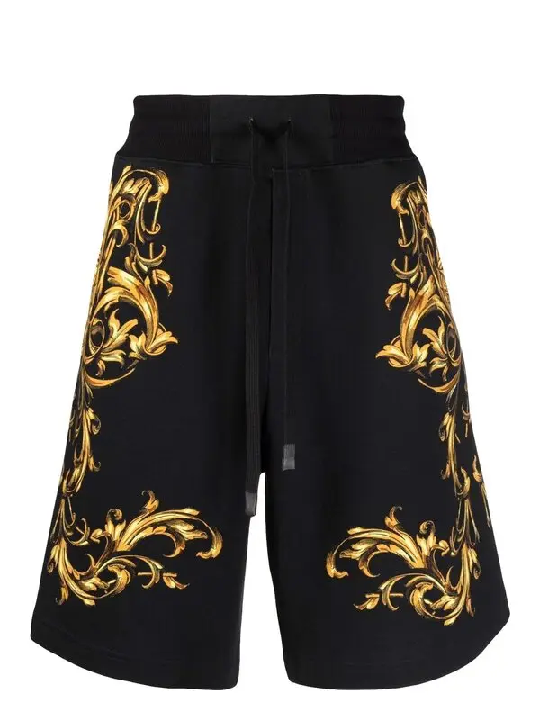 Versace Baroque Pattern-print Shorts - Black