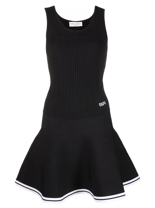 Sonia Rykiel Paris Pointelle Knit Mini Dress - Black