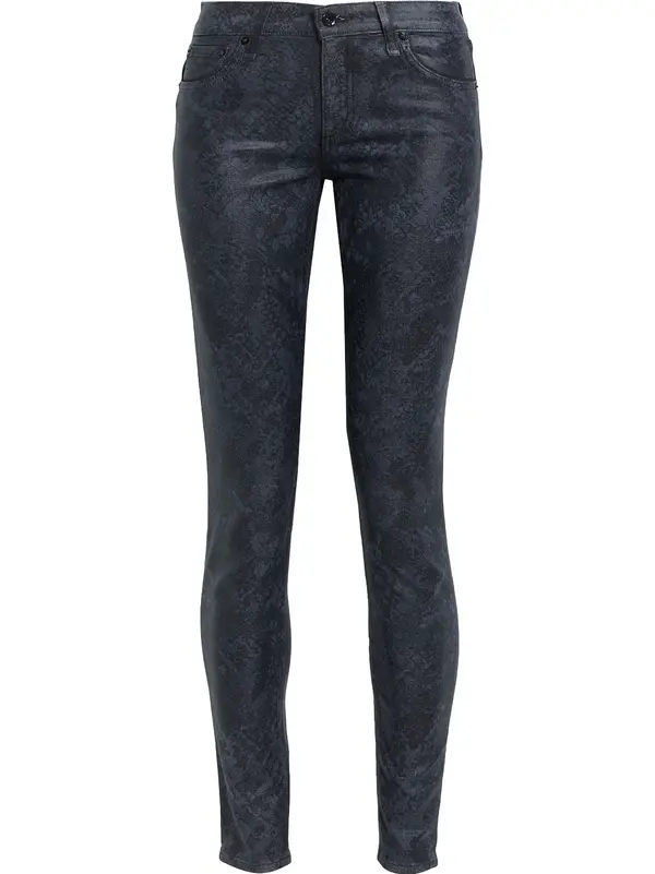 Rag & Bone Cate Coated Snakeprint High-rise Skinny Jeans - Black