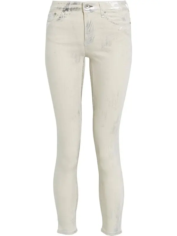 Rag & Bone Cate Metallic Coated Mid-rise Skinny Jeans - Ivory