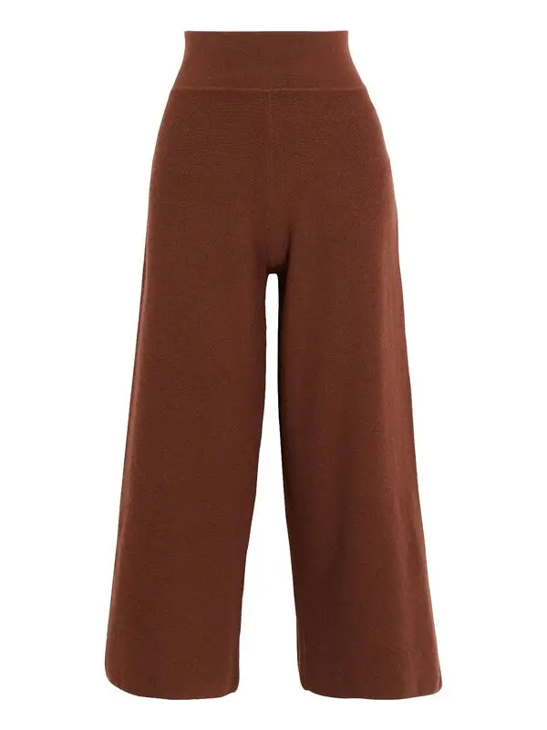 Veronica Beard Norita Cropped Stretchknit Wide-leg Pants - Brown