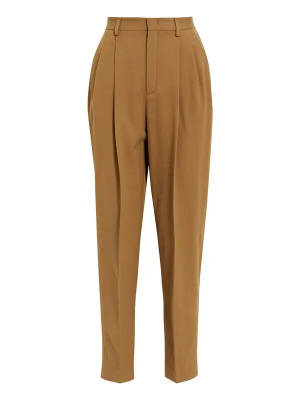 Red Valentino Pleated Cotton And Wool-blend Twill Tapered Pants - Light Brown