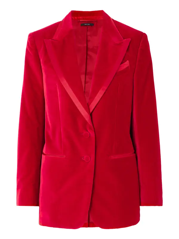 TOM FORD Silk-trimmed Cotton-velvet Blazer - Red