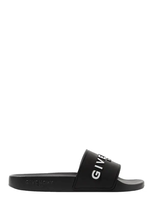 Givenchy Logo Rubber Slides - Black
