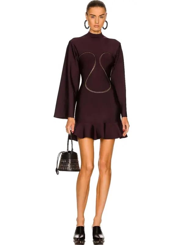 Alaïa Skater Dress - Aubergine