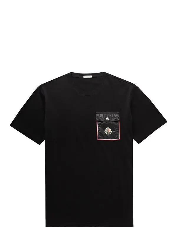 Moncler Logo-appliquéd Shell-trimmed Cotton-jersey T-shirt - Black