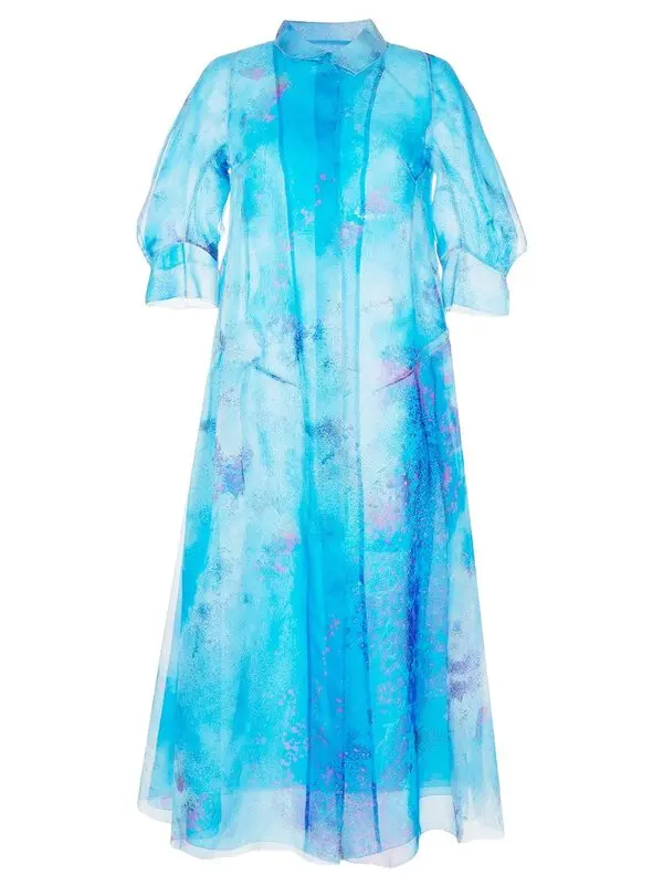 Shiatzy Chen Printed Silk Midi Dress - Blue