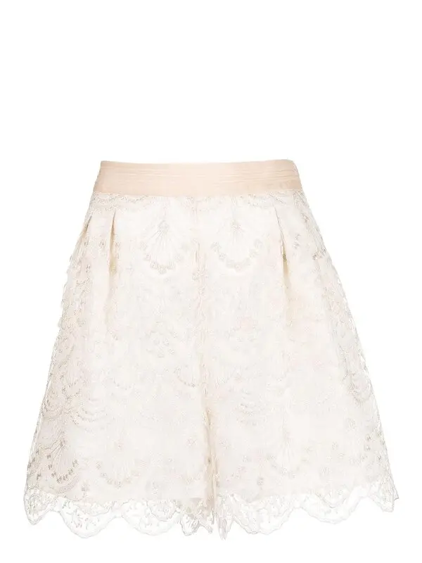 Shiatzy Chen Art-deco Lace Shorts - Neutrals