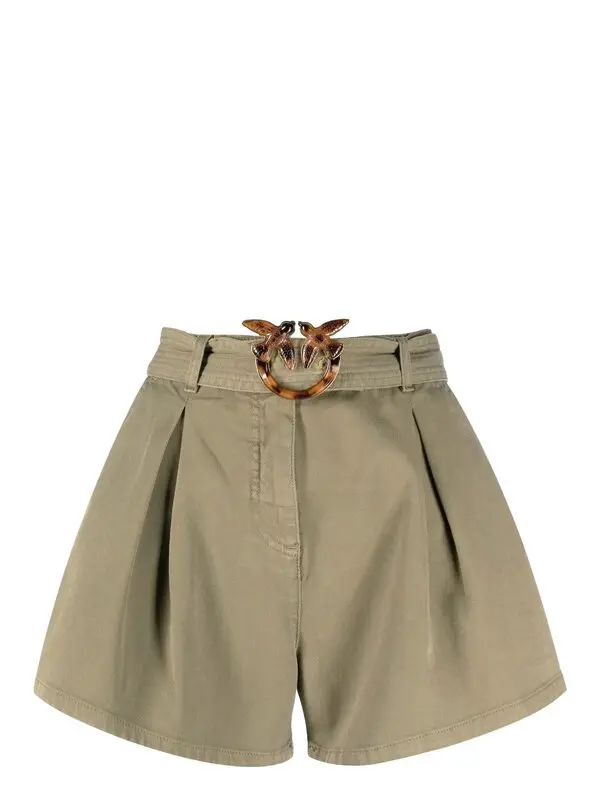 Pinko Love Birds Belted Shorts - Green