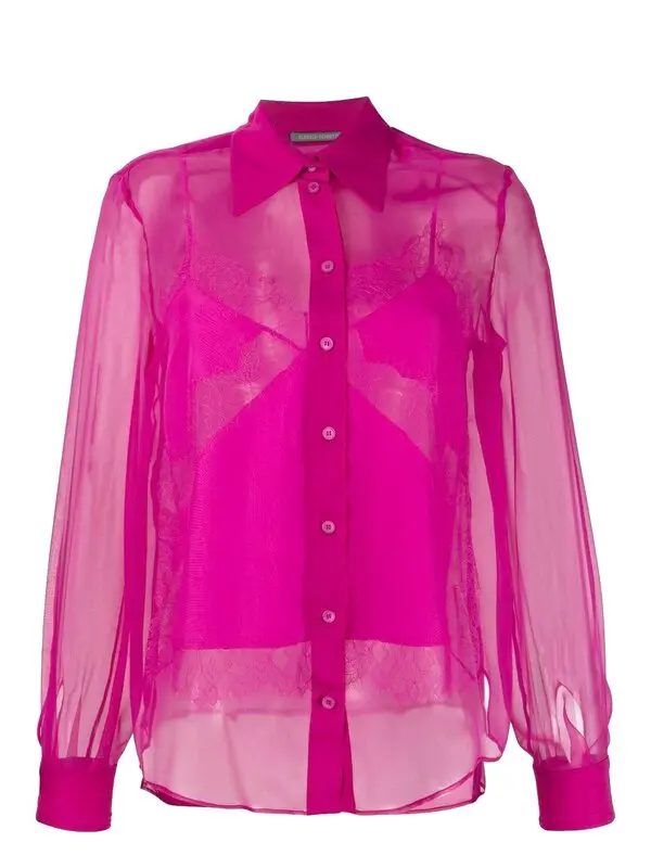 Alberta Ferretti Silk Sheer Shirt - Pink