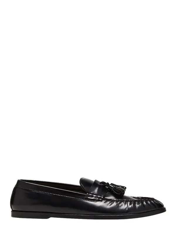 THE ROW Calfskin Tassel Loafers - Black