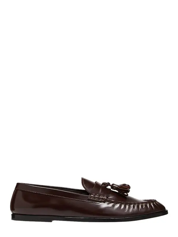 THE ROW Calfskin Tassel Loafers - Espresso