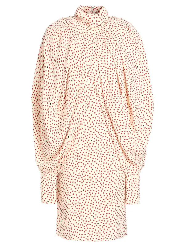 Victoria Beckham Cape-effect Polka-dot Dress - Cream