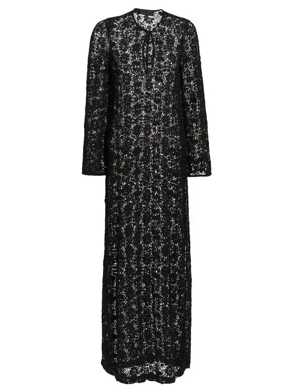 NILI LOTAN Della Lace Maxi Dress - Black