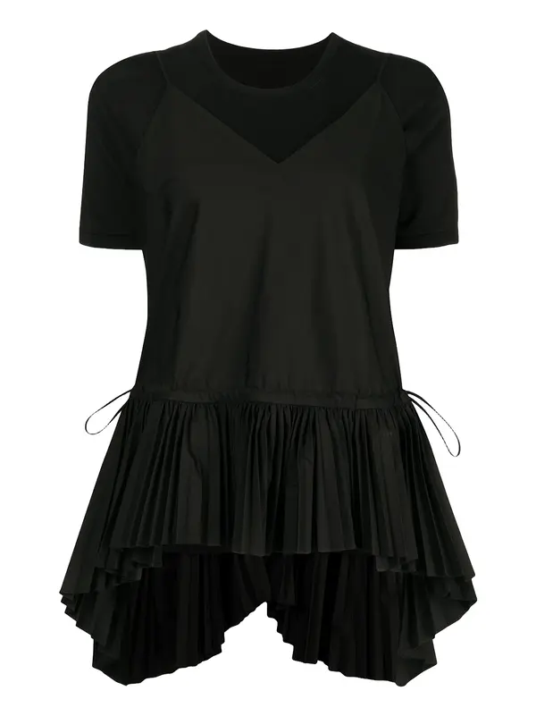 JUUN.J Pleated-hem T-shirt - Black
