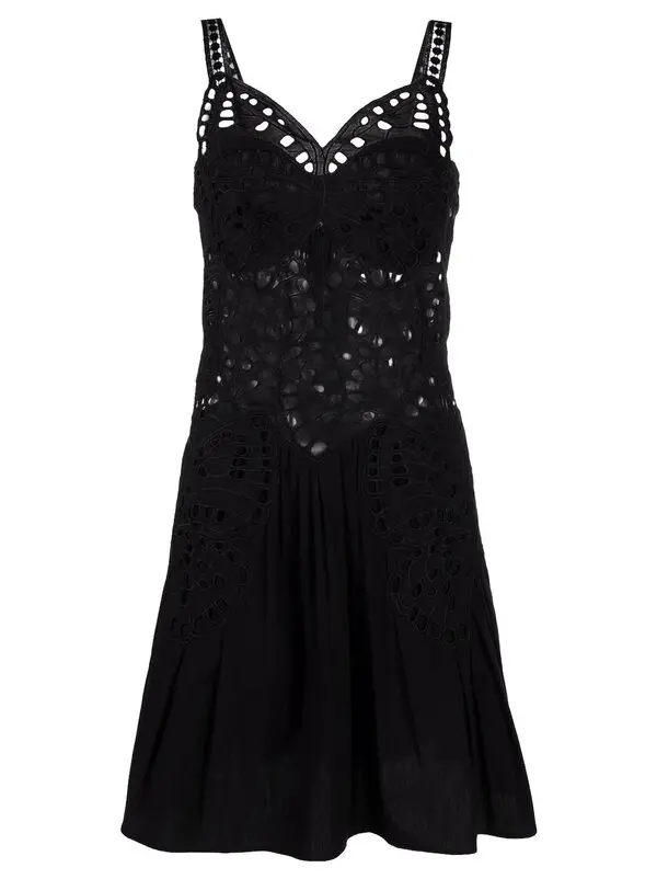 Alberta Ferretti Cotton Blend Lace Cut-out Dress - Black