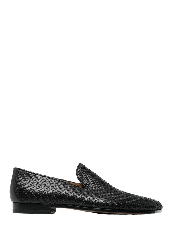 Magnanni Interwoven Leather Loafers - Black