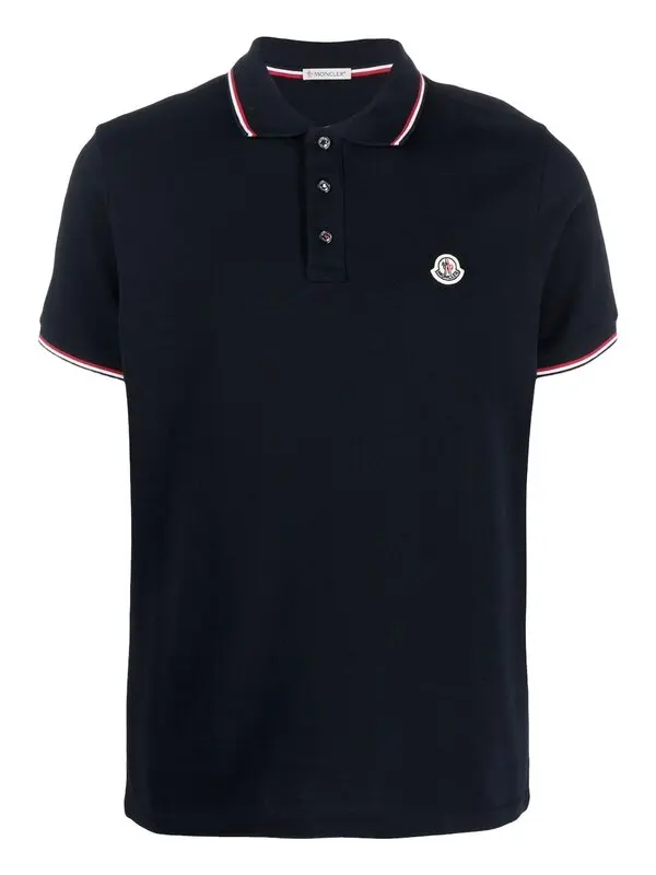 Moncler Striped Trim Polo Shirt - Blue