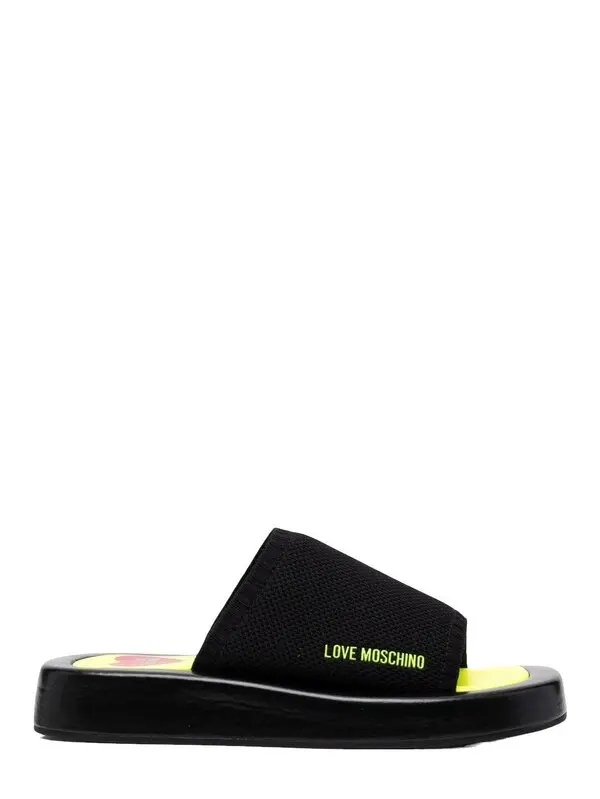 Moschino Open-toe Slides With Logo Print - Black