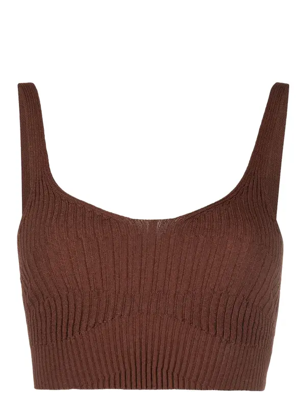 AERON Joan Rib-knit Crop Top - Brown