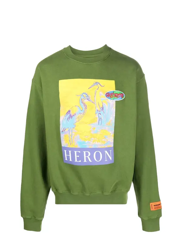 Heron Preston Logo-print Organic Cotton Sweatshirt - Green