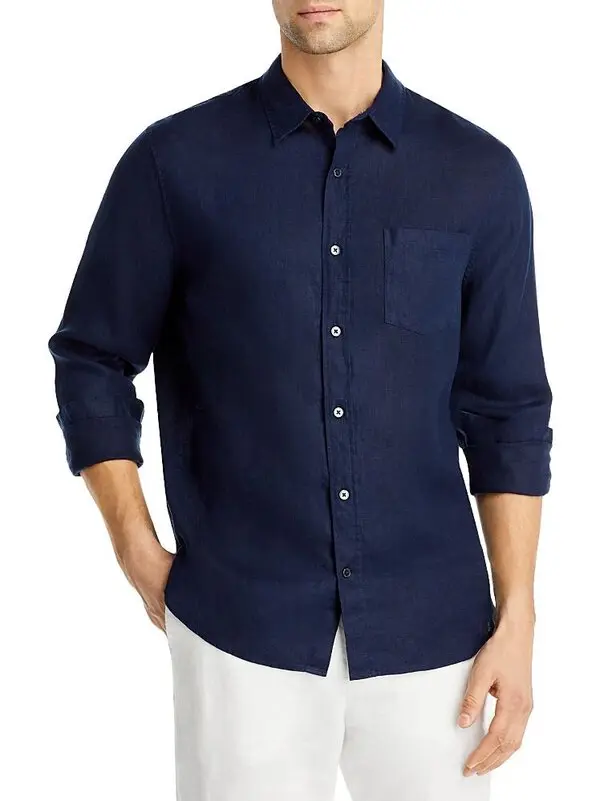 Vince Solid Linen Button Down Shirt - Coastal