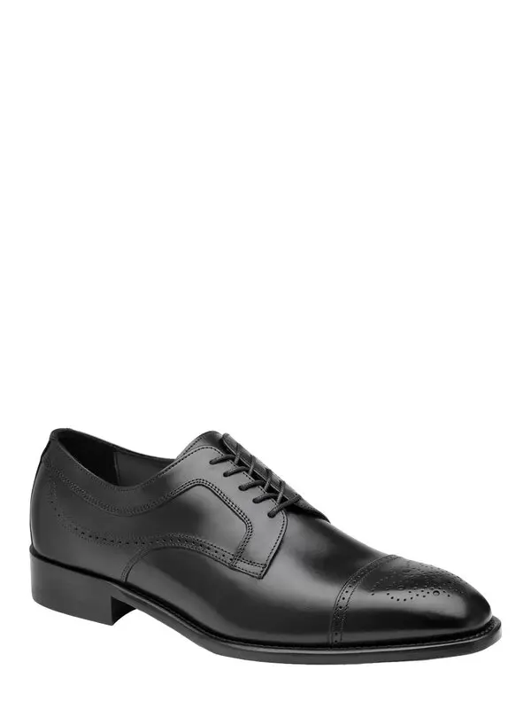 Johnston & Murphy Ellsworth Medallion Toe Derby - Black Italian Calfskin