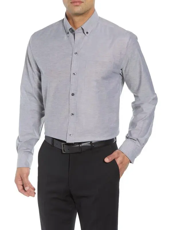 Cutter & Buck Cotton Blend Oxford Shirt - Charcoal