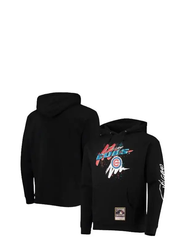 Mitchell & Ness Chicago Cubs Hyper Hoops Pullover Hoodie - Black
