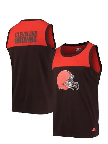 STARTER Orange Cleveland S Team Touchdown Fashion Tank Top - Brown