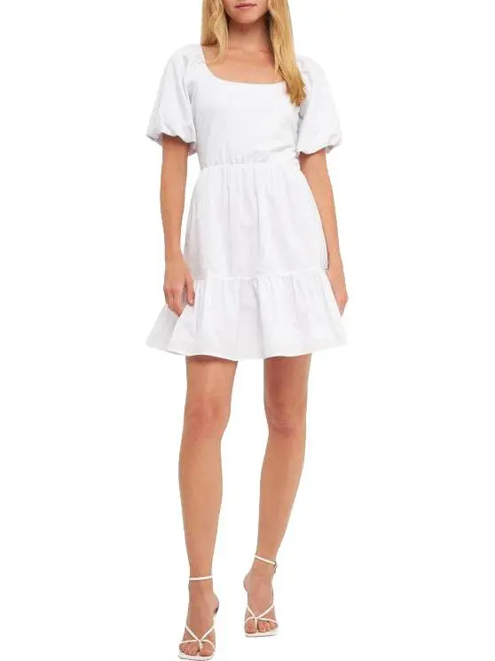 English Factory Mix Media Mini Dress - White