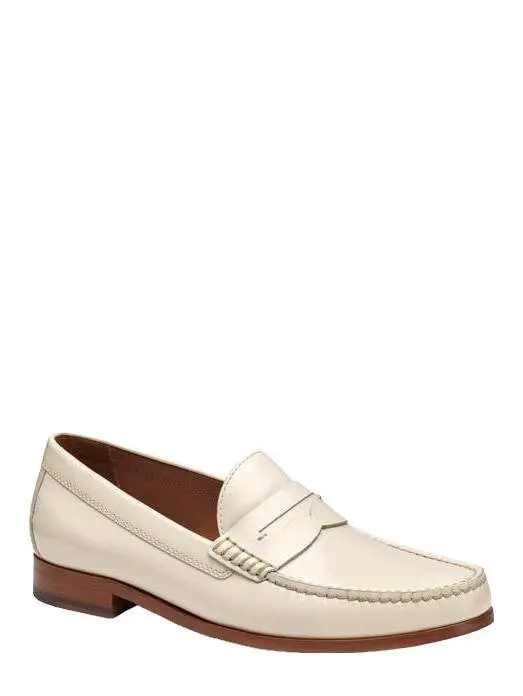 Johnston & Murphy Baldwin Penny Loafer - Ivory Brush Off Full Grain