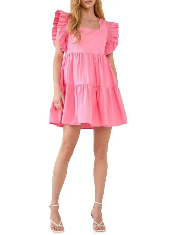 English Factory Cotton Mini Dress - Pink