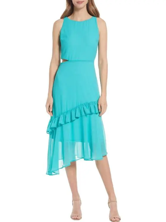 Sam Edelman Ruffle Cutout Midi Dress - Turquoise