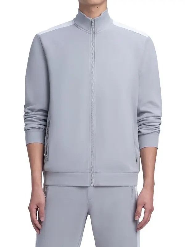 Bugatchi Comfort Cotton Blend Full Zip Sweatshirt - Platinum