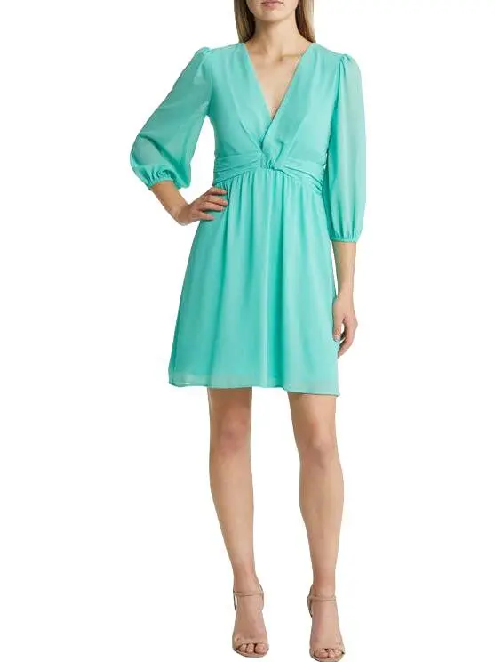 Vince Camuto Chiffon Fit & Flare Dress - Turquoise
