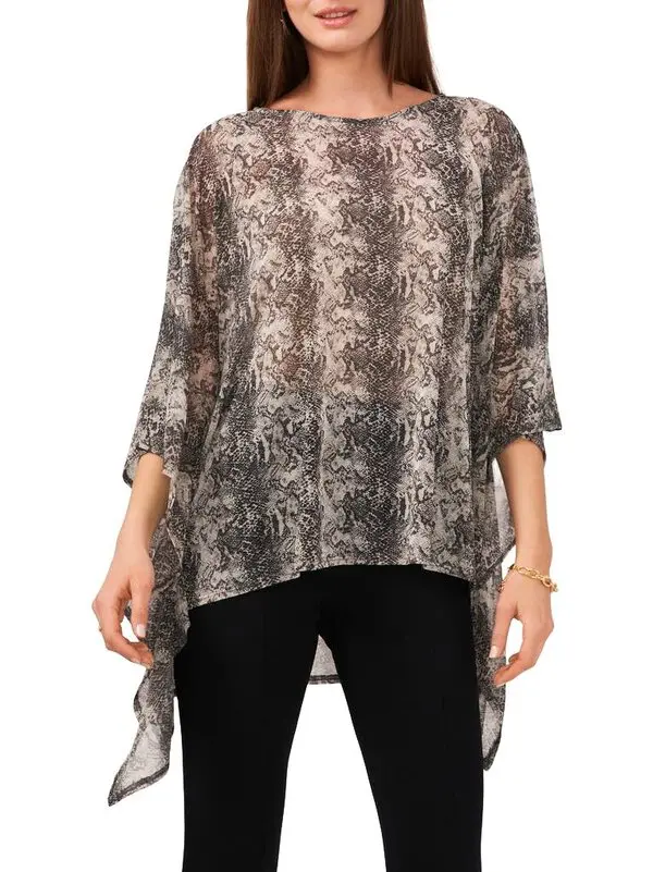 Chaus Overlay Mesh Cape - Silver/charcoal