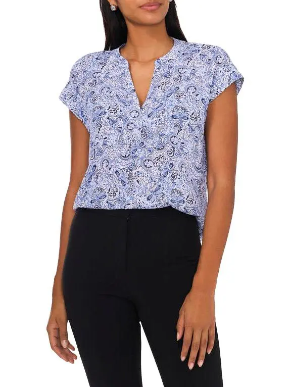 Chaus Split Neck Georgette Blouse - Lucent White
