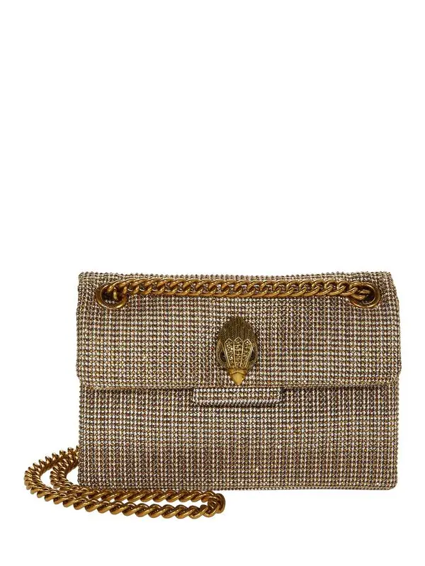 Kurt Geiger Mini Kensington Tweed Crossbody Bag - Dark Beige