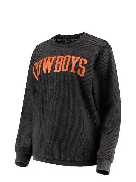 PRESSBOX Oklahoma State Cowboys Corded Vintage Wash Arch Pullover Sweatshirt - Black