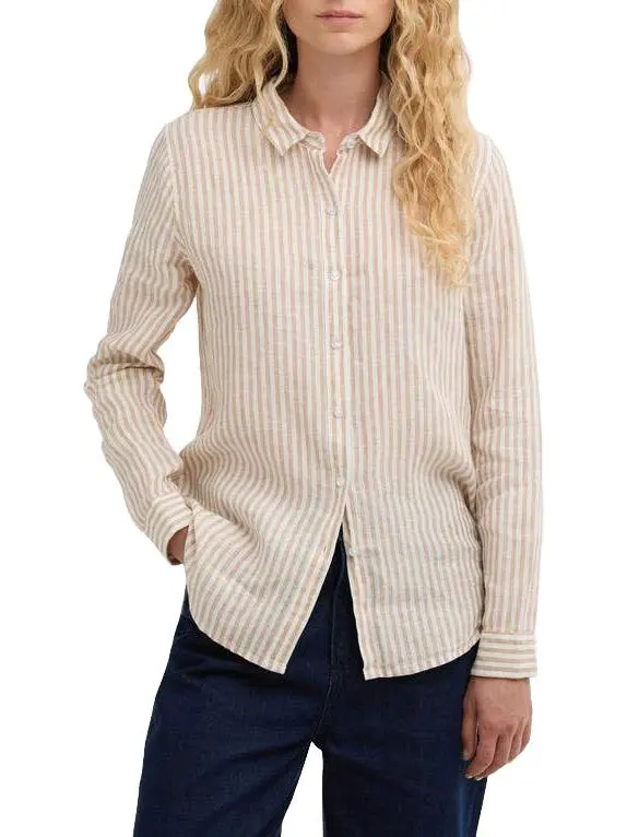 Barbour Linen Button-up Shirt - Pink Stripe