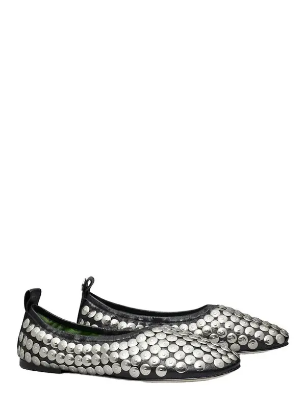 Tory Burch Studded Leather Ballet Flats - Perfect Black