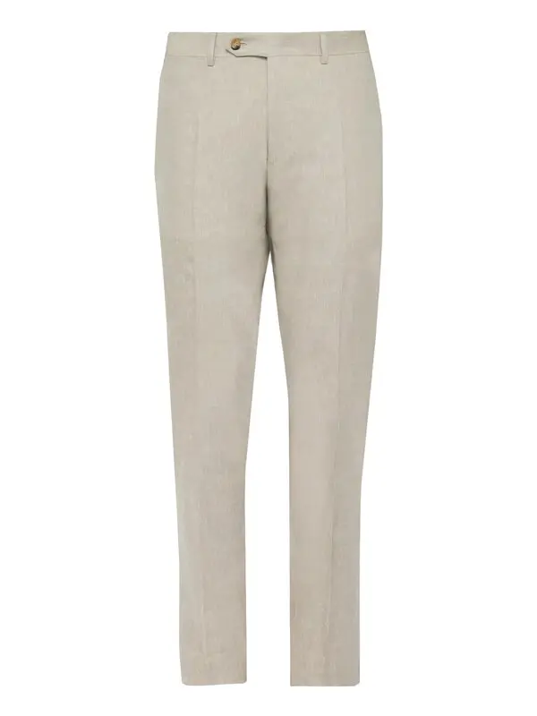 Canali Kei Slim-fit Tapered Linen And Wool-blend Suit Trousers - Neutrals