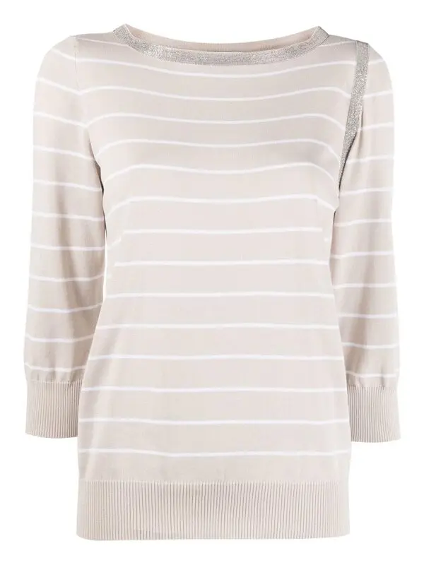 Fabiana Filippi Stripe-print Cotton Jumper - Grey
