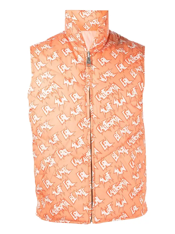 ERL Reversible Logo-print Padded Gilet - Orange