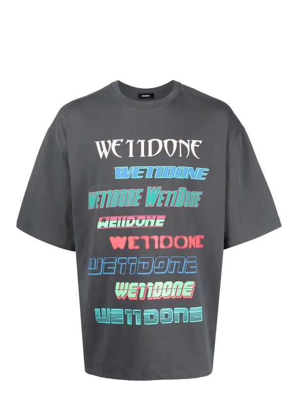 We11Done Oversize Logo-print T-shirt - Grey