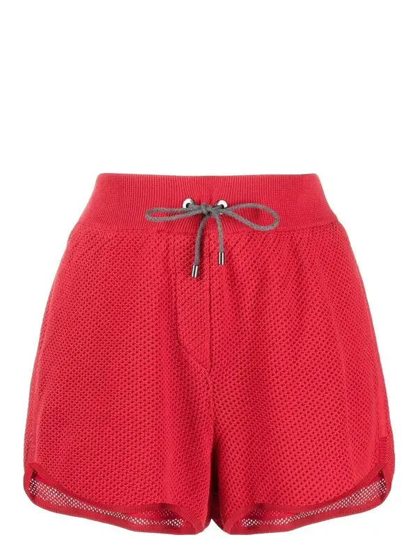 Brunello Cucinelli Drawstring Knit Shorts - Red