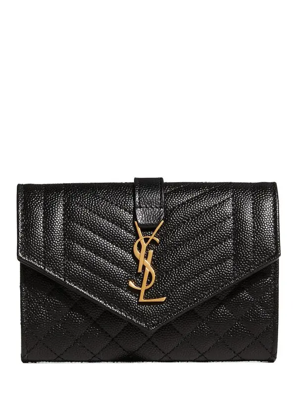 Saint Laurent Envelope Small Flap Wallet - Black