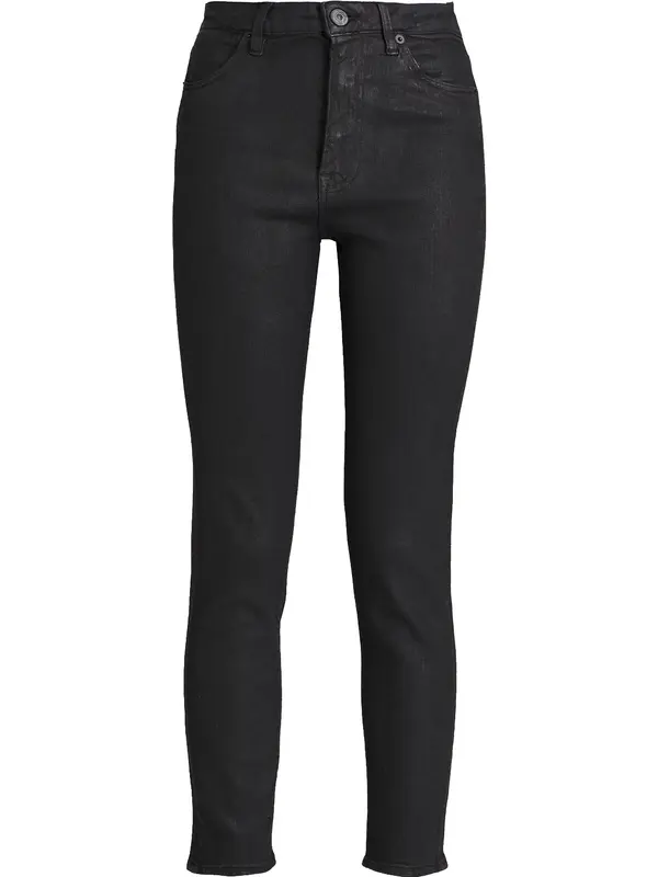 3x1 Channel Seam Coated Skinny Jeans - Black