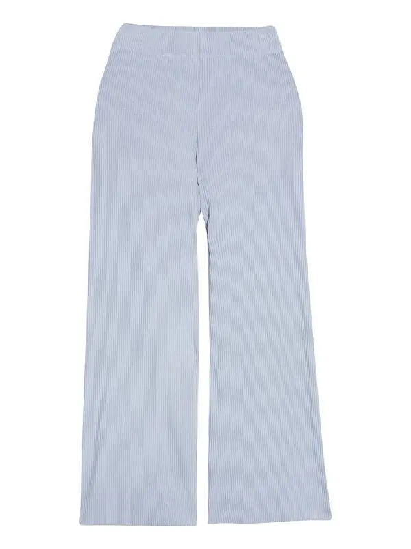 Enza Costa Cropped Ribbed Knit Wide-leg Pants - Sky Blue